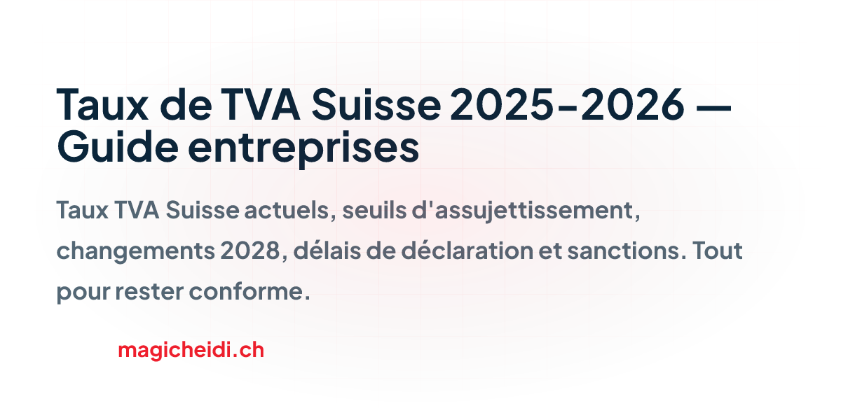 Taux de TVA Suisse 2025-2026 : Guide complet pour entreprises | Magic Heidi