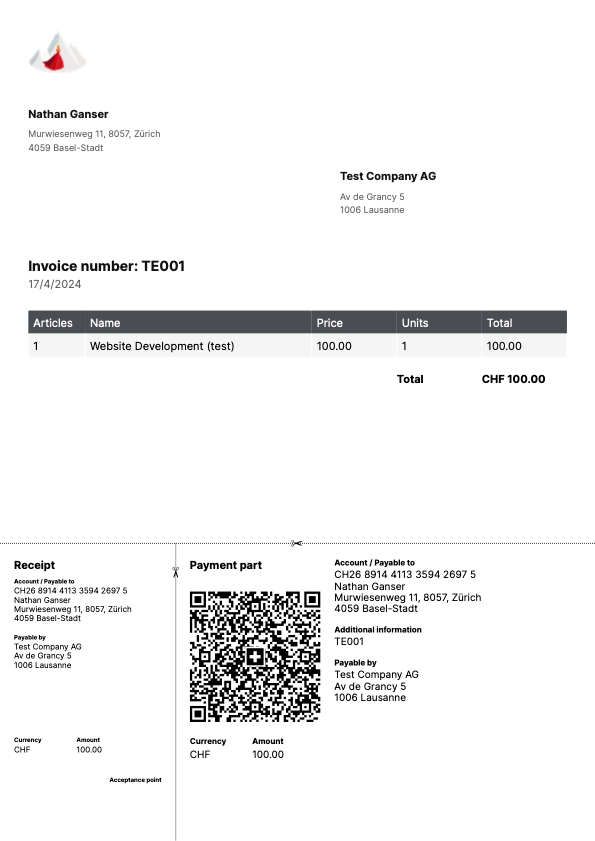 Swiss invoice samples from top tools