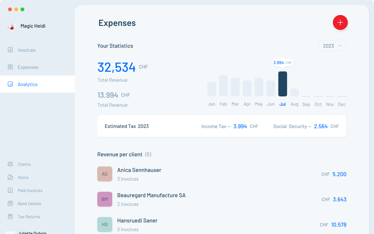 Logiciel de comptabilité suisse pour les factures, dépenses et taxes